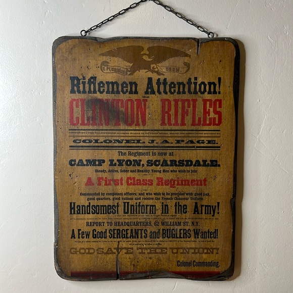 Wall Decor | The Clinton Rifles Poster Advertising Wooden Civil War ...